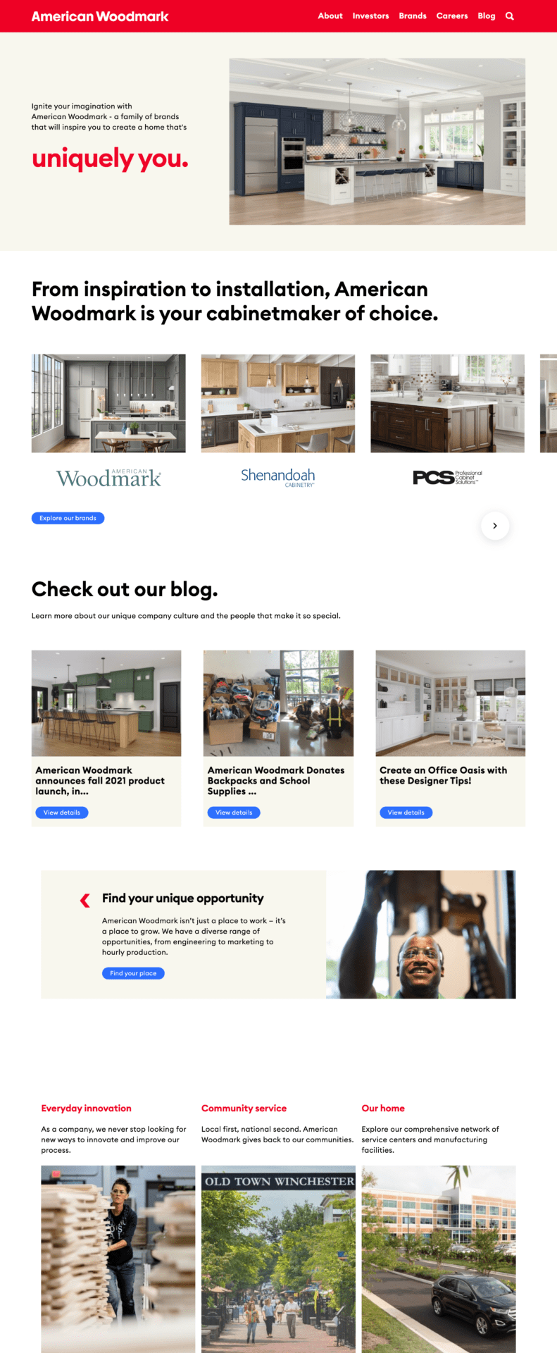 American Woodmark: B2B Website in the Southern Made Portfolio of Work